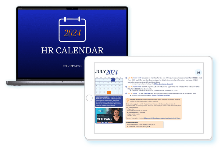 HR Calendar 2024 | BerniePortal | Free